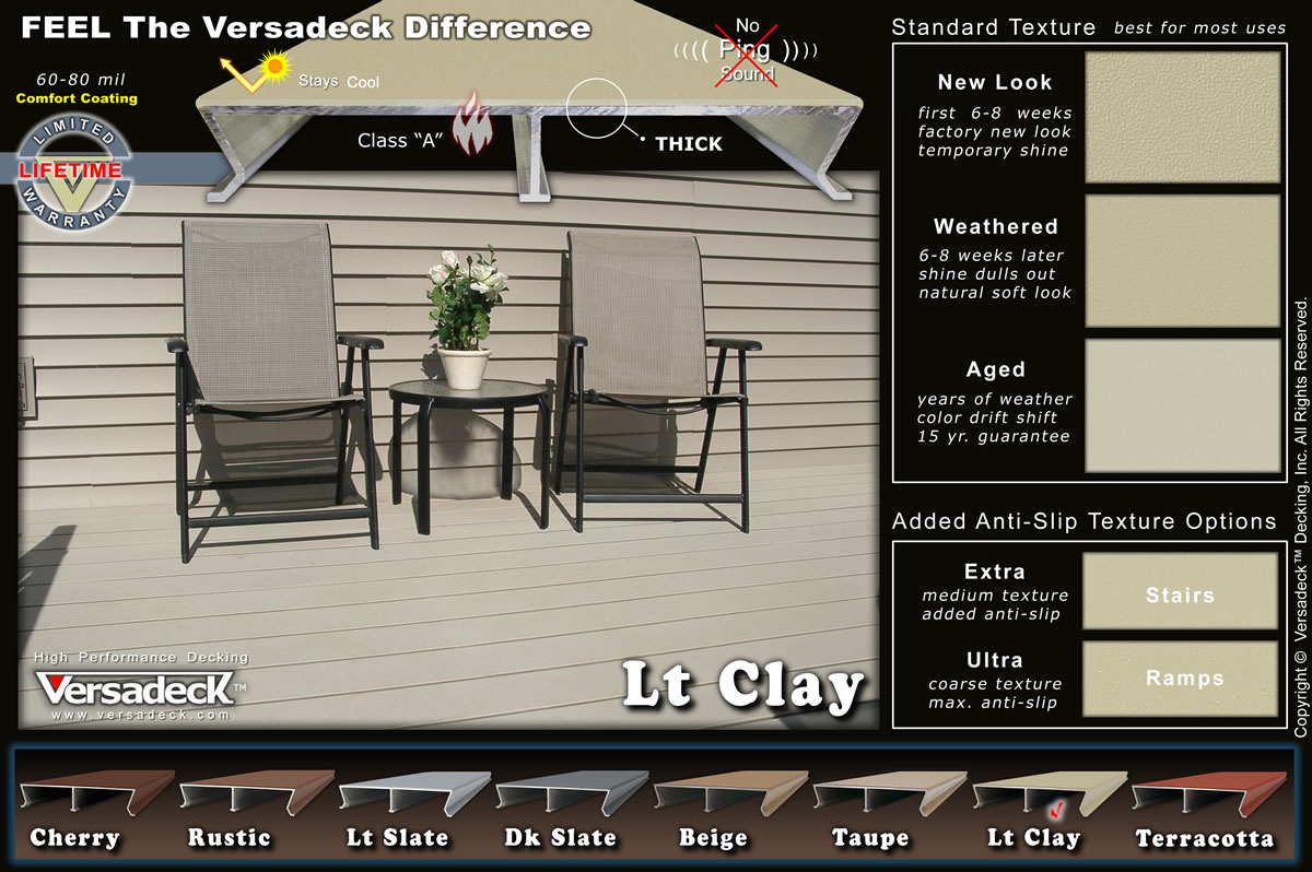 Versadeck Aluminum Decking Thick Protective Coating - Durable NO PING sound