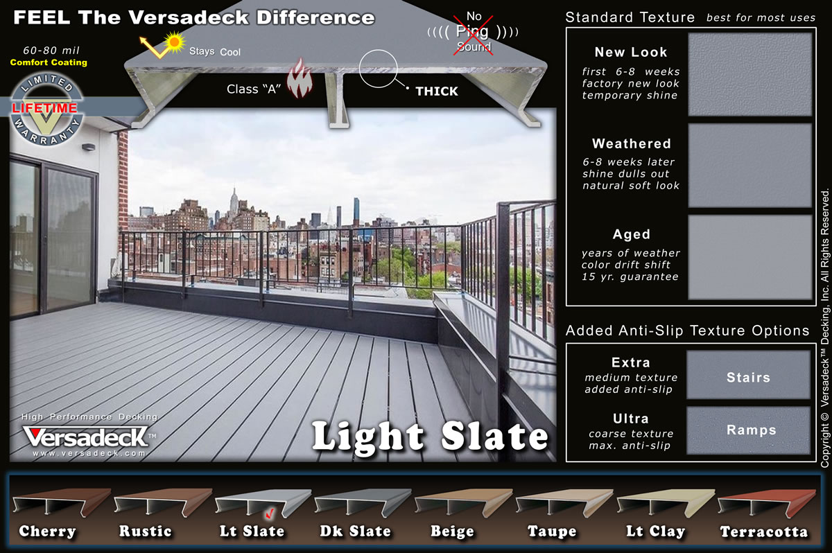 Versadeck Aluminum Decking Thick Protective Coating - Durable NO PING sound