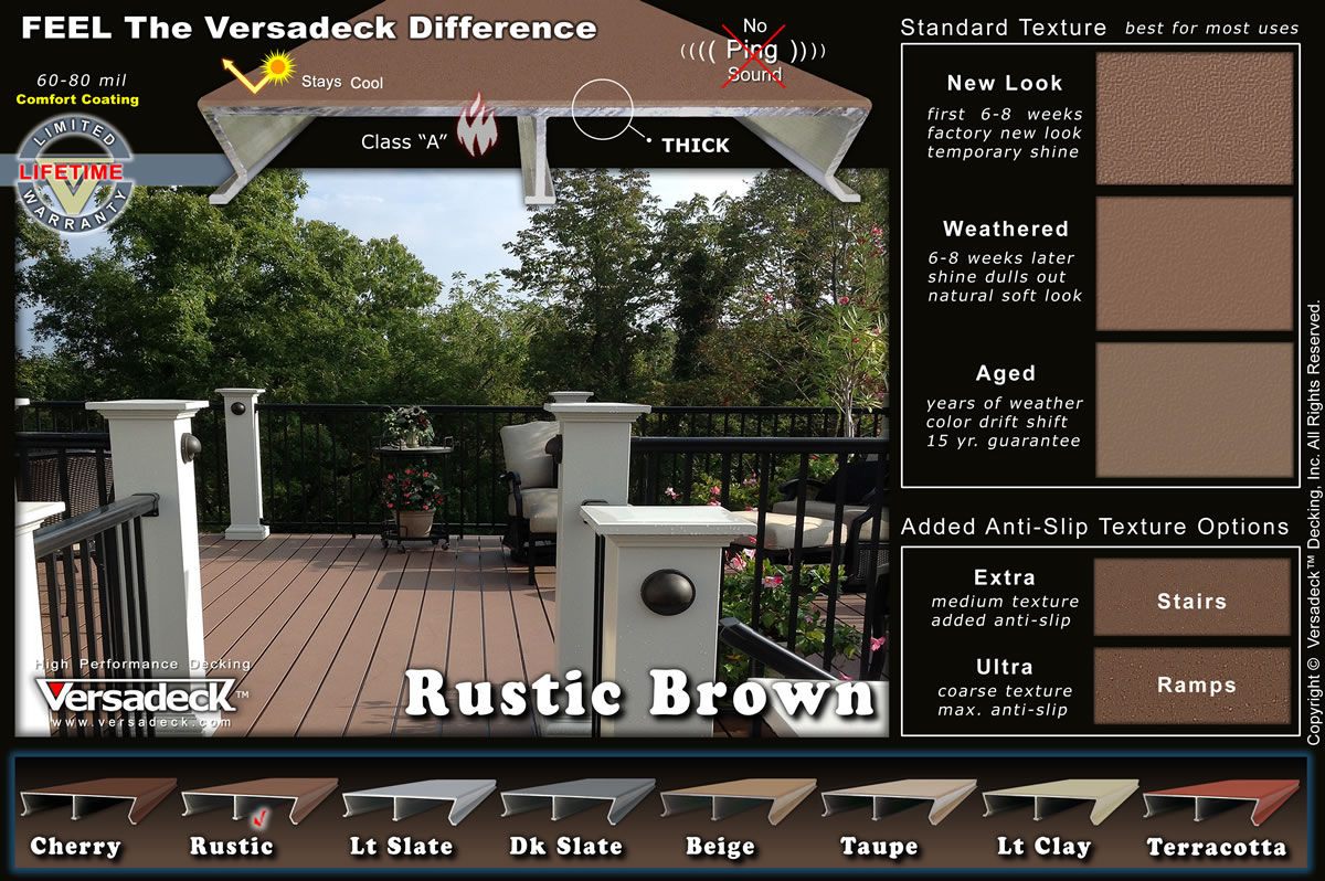 Versadeck Aluminum Decking Thick Protective Coating - Durable NO PING sound